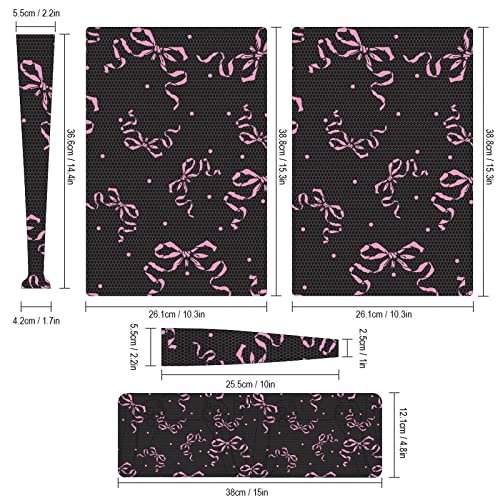 Pink Ribbons on Black Full Protective Skin Cover Design Wrap Decal Sticker Compatible with PS5 Digital Edition Console and Controller