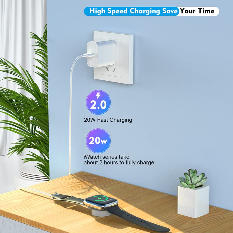 Watch Charger for Apple Watch Charger,USB C 20W Fast Charger Adapter 6.6FT iWatch Charger Magnetic Charging Cable Cord Apple Watch Charger for Apple Watch Support Apple Watch Series 8/7/6/5/4/3/2/1/SE
