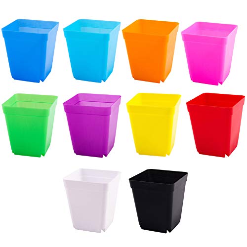 qiguch66 Small Plant Pots,10Pcs Bonsai Planter Nursery Flower Pot Garden Square Home Plastic Decor Supply - Red