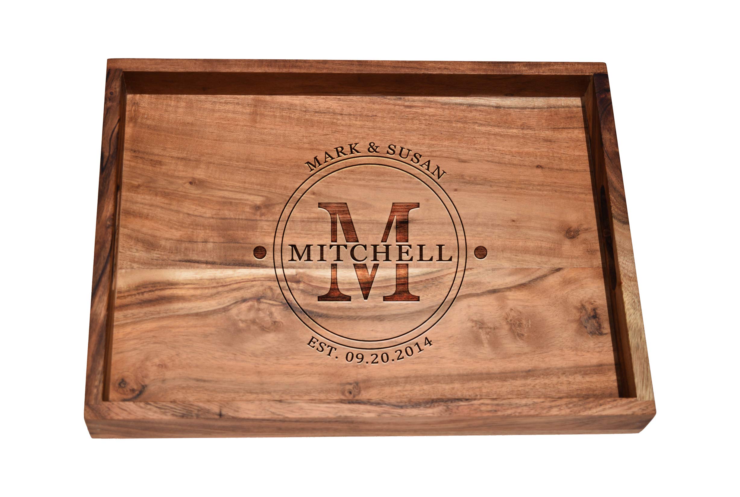 Personalized Monogram Bar Tray Design – Custom Serving Tray, Wood Drink Tray with Personalized Design – Home Bar Gift or Housewarming Gift – Bourbon/Whiskey Lovers Gift, Fully Customizable
