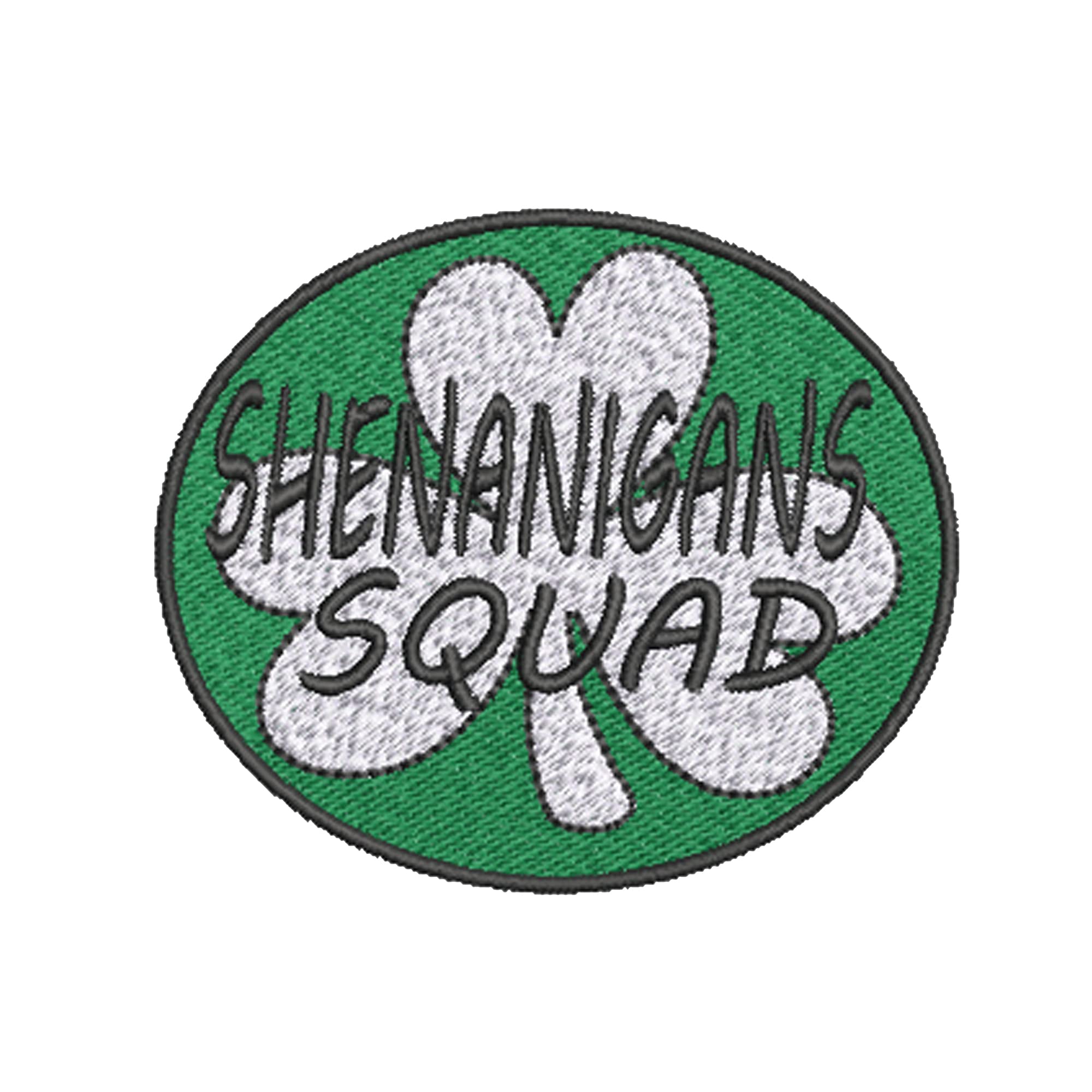 Saint Patrick's Day Patch Shenanigans Squad Embroidered 3.5"x3" Iron-On/Sew-On Applique Premium Detailed Irish Holiday Ireland Clover Lucky Green Shamrock Leprechaun, Vest Jacket Clothing Religious
