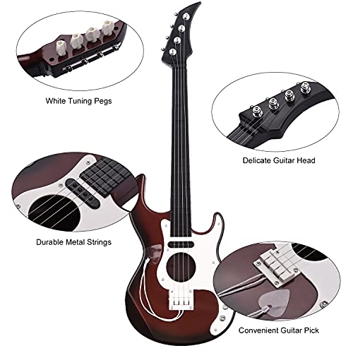 PENCHEN Children Simulation Bass Guitar 4-String Musical Instrument Educational Guitar Bass Toy for Kids Beginners 19 inches, Red