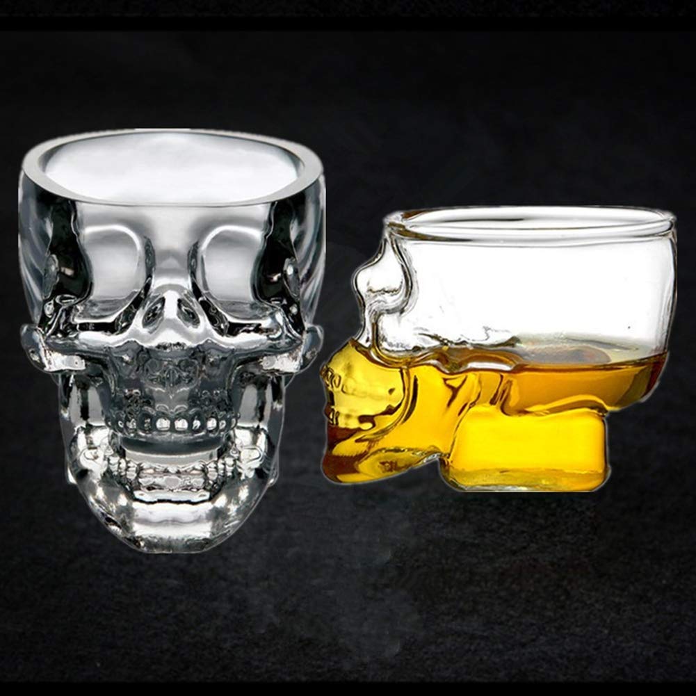 Ochine 3D Skull Shot Glasses Crystal Skeleton Cup Halloween Drinkware, 4 Glasses, 2.5 oz