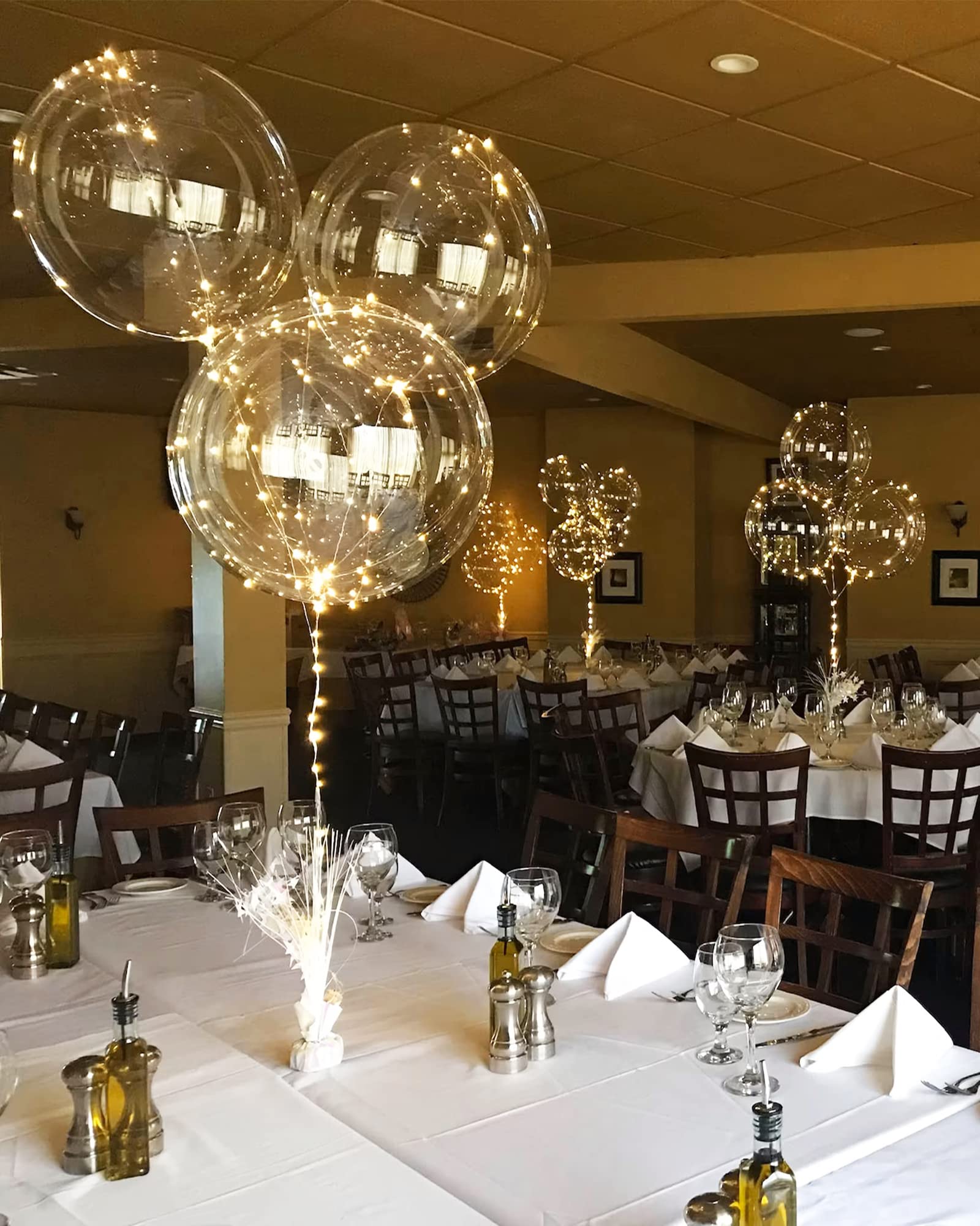 LED Balloons Light Up Balloons - 10 Pack Glow in the Dark Balloons, 20 Inch Clear Bobo Balloons with Lights, Bubble Balloons with String Lights, Helium Glowing Balloons for Party