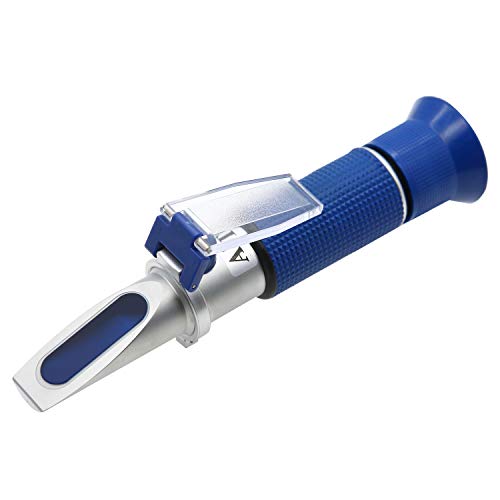 Salinity Refractometer for Aquarium Fish, Salt Water Testing, Dual Scale Salinity Tester PPT& Specific Gravity Saline Seawater Refractometer Hydrometer with ATC, Made of Copper Not Cheap Aluminum