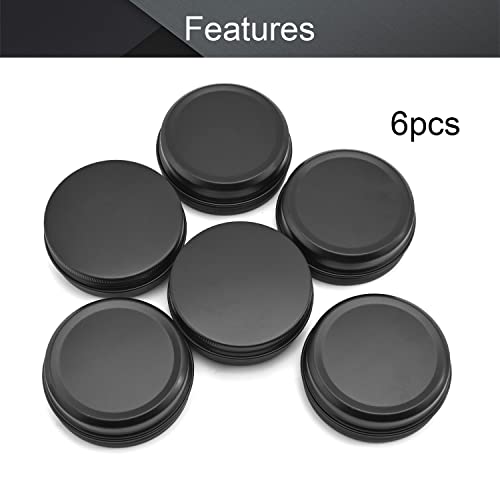 Othmro 6Pcs 2oz 60ml Round Aluminum Cans Tin Can Screw Lid Top Metal Storage Tins Containers Round Empty Container Cans Kitchen Storage Container for Lip Balm, Crafts, Candles, Candies