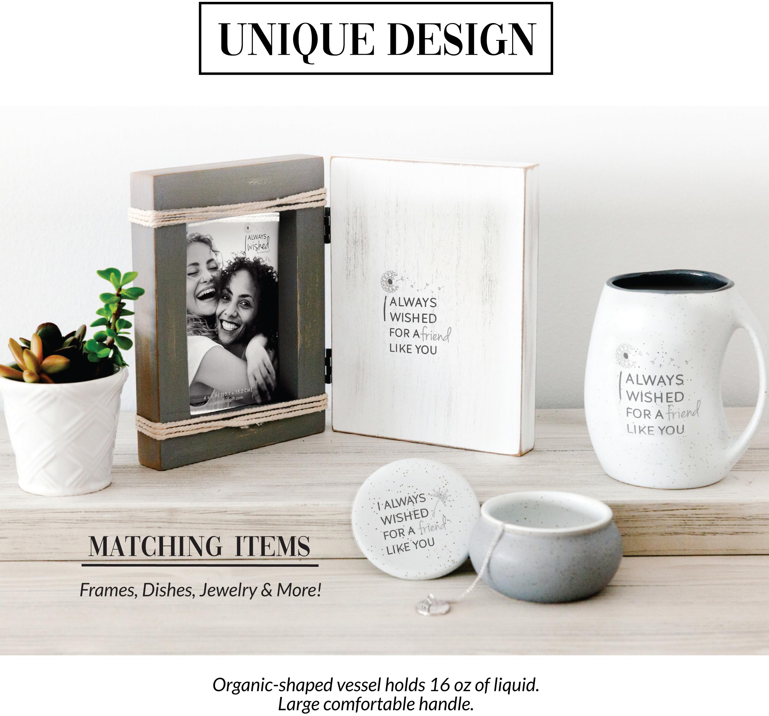 Pavilion - I Always Wished For A Friend Like You 16 ounce Large Coffee Cup -Friend Gift Idea, 1 Count 3.75” x 3.75”, Gray
