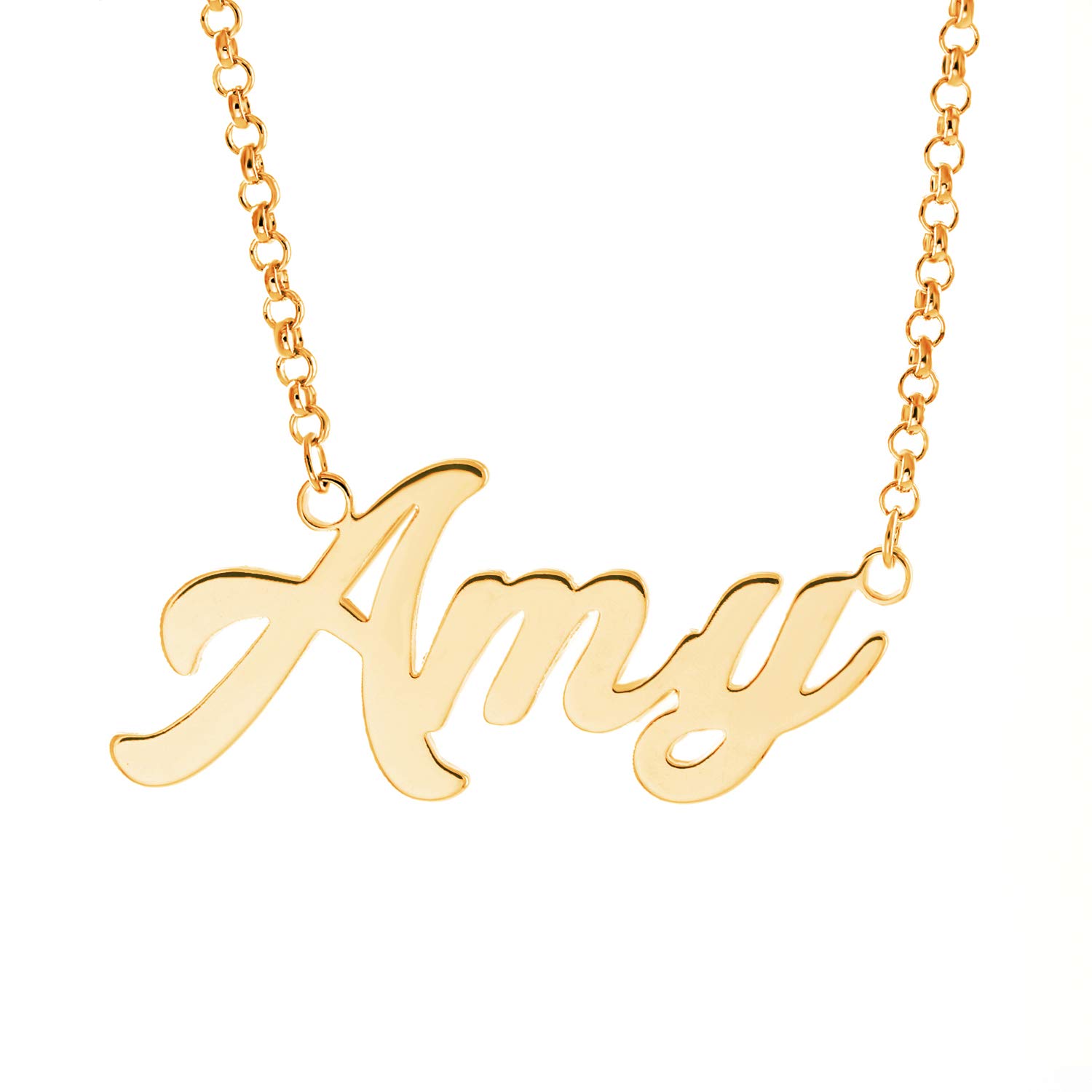 LAOFU Personalized Name Necklace Pendant Custom Made Necklace with Name 14k Gold Gifts for Women (A Customized for Gold)