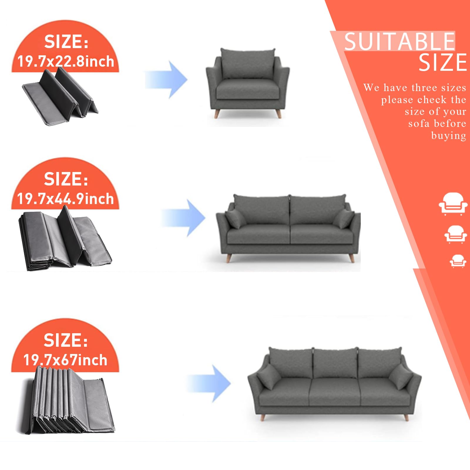 Minasona Sofa Parts Couch Cushion Support Board for Sagging Cushions 19.7x67in Size Save Your Saggy Couch with Our Sofa Cushion Support for Sagging Seat - Couch Saver for Saggy Couches