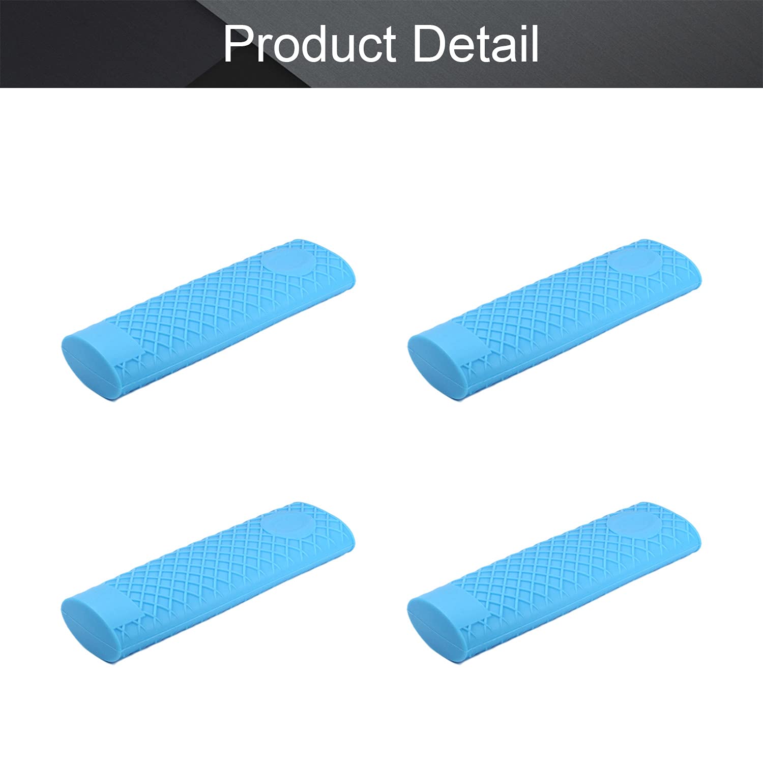 MroMax Silicone Hot Handle Holder 6.1 Inch Non Slip Potholder Heat Resistant Pot Handle Sleeve for Cast Iron Pot Woks Frying Pans Griddles Skillets Oven Blue 4Pcs