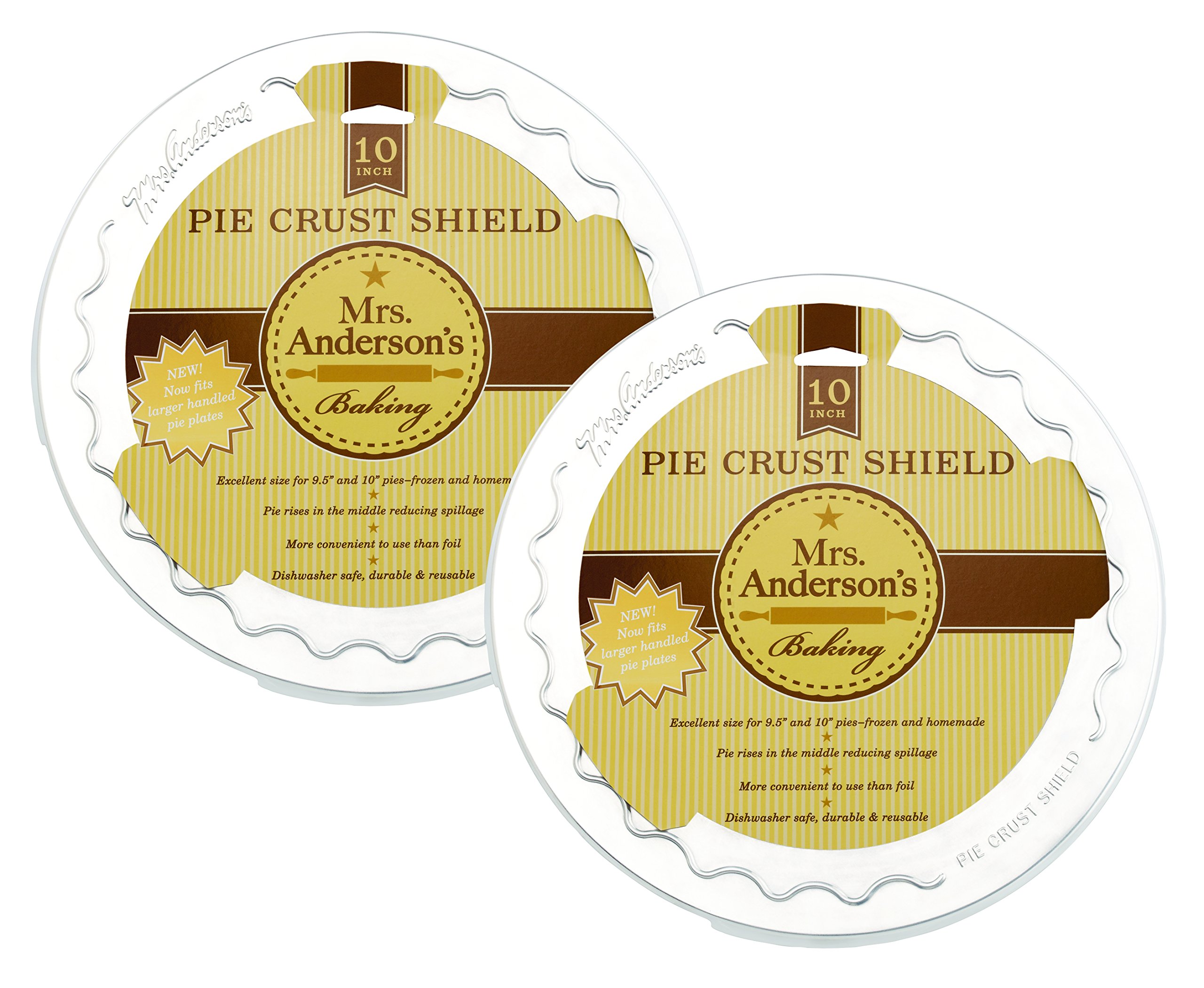 Mrs. Anderson's Baking Pie Crust Protector Shield, Fits 9.5 and 10-Inch Plates, Set of 2