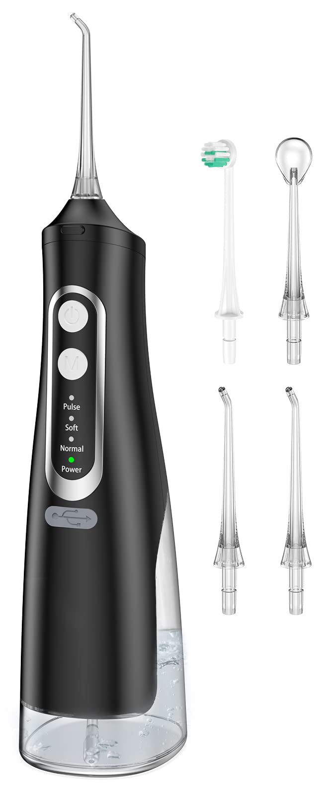 Water Flosser for Teeth Cleaner Rechargeable Oral Irrigator 4 Modes 310ML IPX7 Waterproof Powerful Battery Water Dental Pick for Home Travel (Black) 07