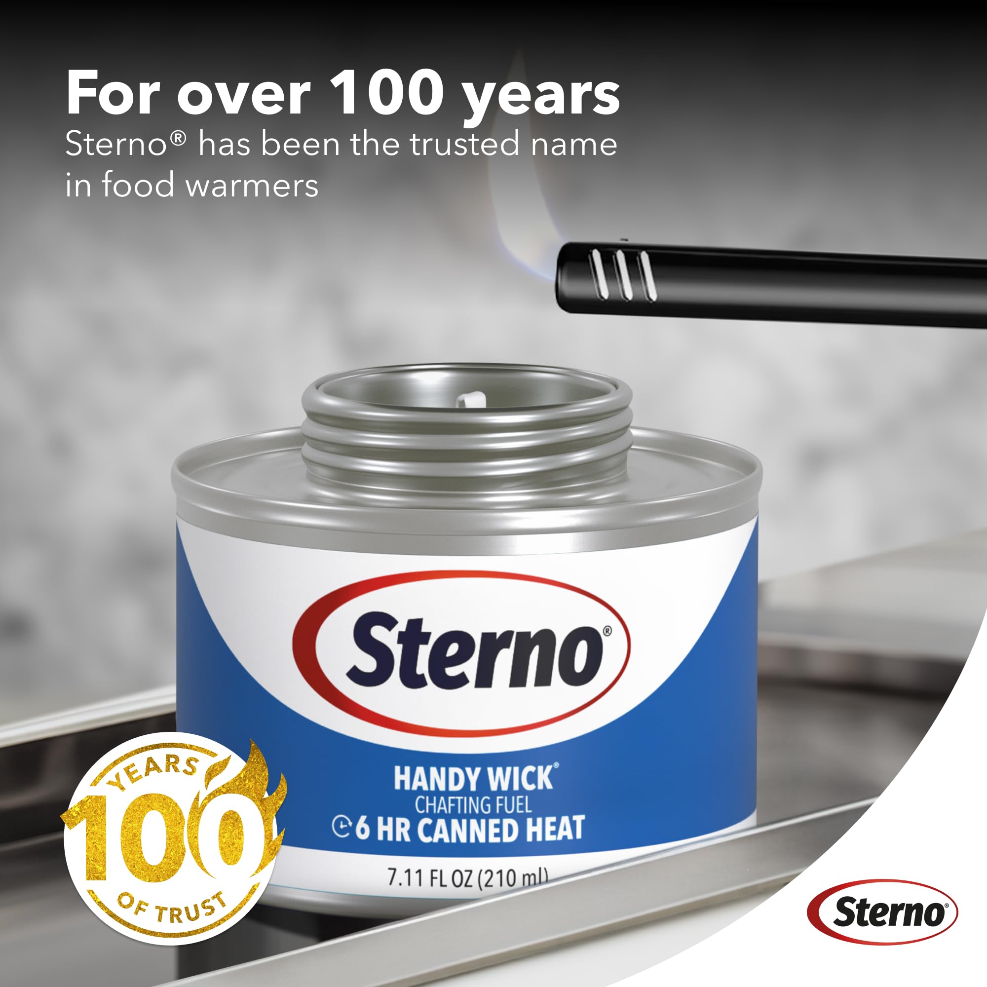 Sterno Handy Wick Fuel Cans - Chafing Dish Fuel Can with 6-Hour Burn Time, Chafer Fuel Cans Food Warmers, Pack of 12