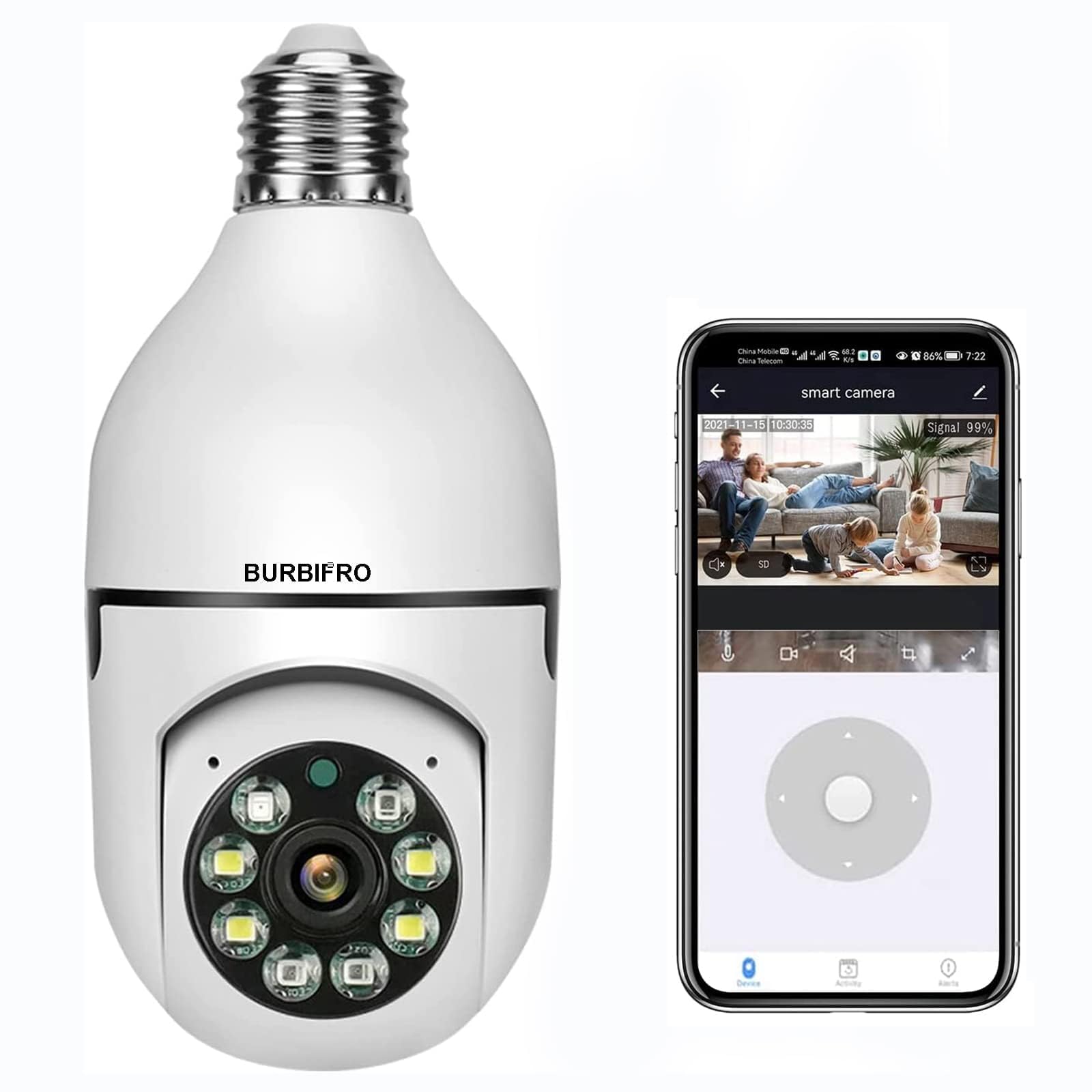 Light Bulb Security Camera 2.4GHz/5GHz Wi-Fi 360 Surveillance 1080P Light Socket Camera Wireless Outdoor Indoor Home Smart Motion Detection Alerts Night Vision 2-Way Talk (White)
