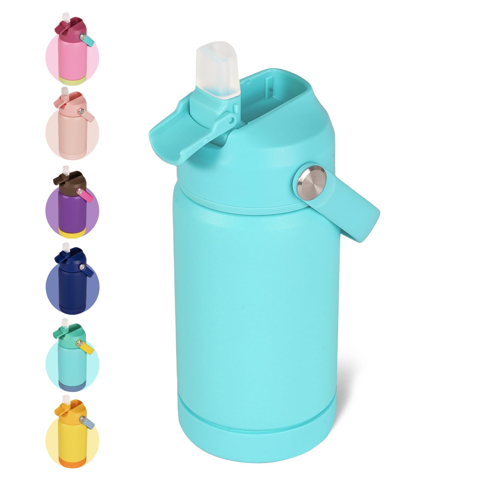 Kerilyn 12oz Leak-proof Kids Water Bottle With Straw, Insulated Stainless Steel Vacuum Bottle For School, BPA Free, Green