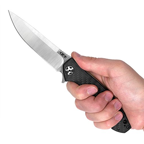 Zero Tolerance 0452CF; Pocket Knife with 4.1β Dual-Finished S35VN Steel Blade, Carbon Fiber Front and Titanium Back Handle Scales, KVT Ball-Bearing Opening, Frame Lock, Deep-Carry Pocketclip; 4.6 OZ.,Large