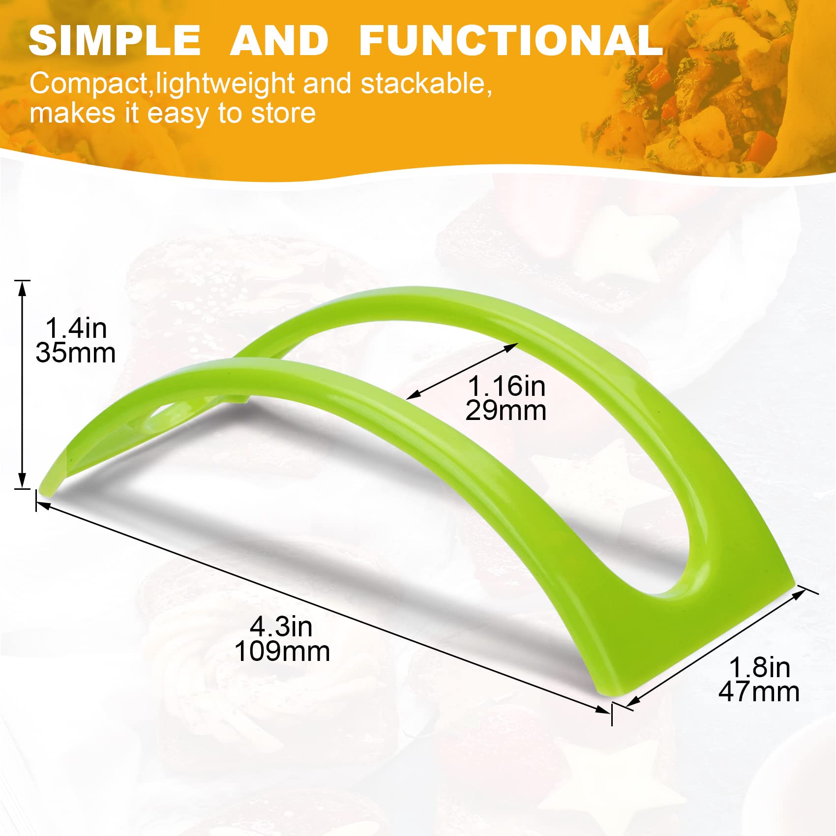 PAGOW 21pcs Taco Holder Stands, Hard Plastic Taco Shell Rack, Non Toxic BPA Free Taco Stand for Tortillas Burritos ( 3 Color: Red, Yellow, Green )