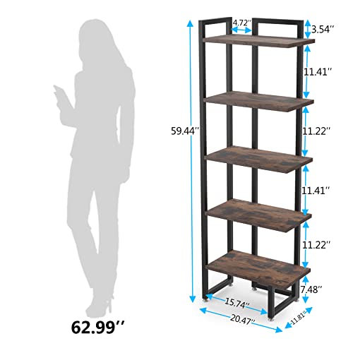 Tribesigns Corner Shelf, 5 Tier Wide Industrial Wood Wall Corner Bookshelves, Corner Storage Rack Shelves Display Plant Flower Stand Ladder Bookcase for Home Office Kitchen Bedroom