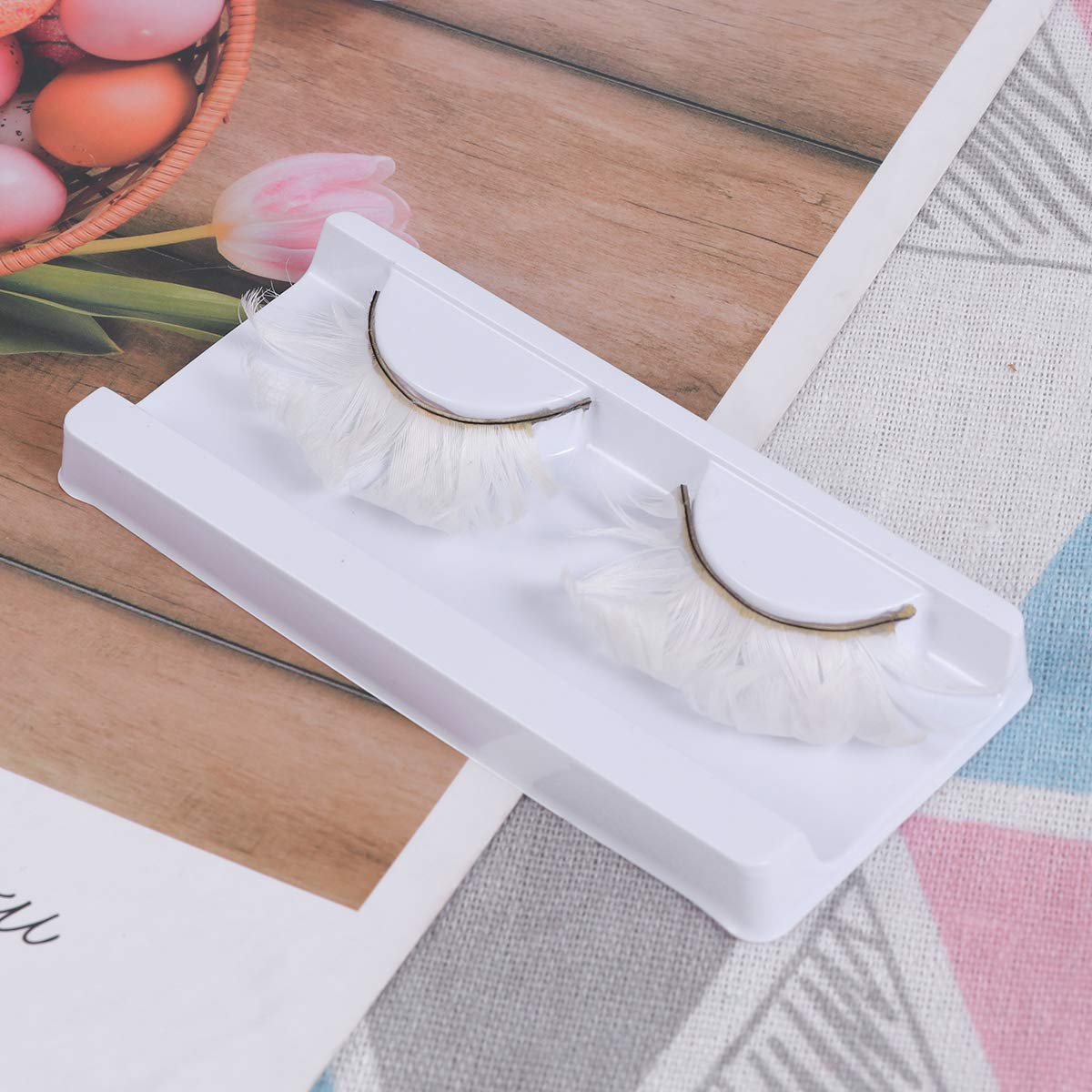 Lurrose 3Pair White False Eyelashes Dramatic Eyelash Long Thick Eyelashes for Halloween Party Cosplay Party