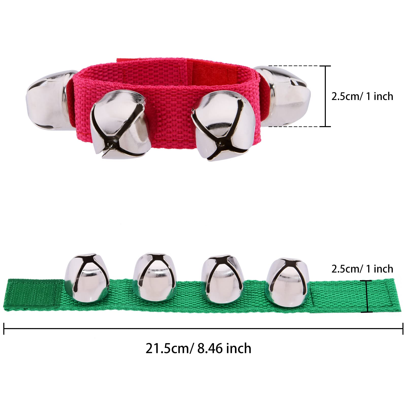 OOQCMM 8 Pieces Christmas Wrist Band Bells Red Green Bracelets Bell for Christmas Kids Party
