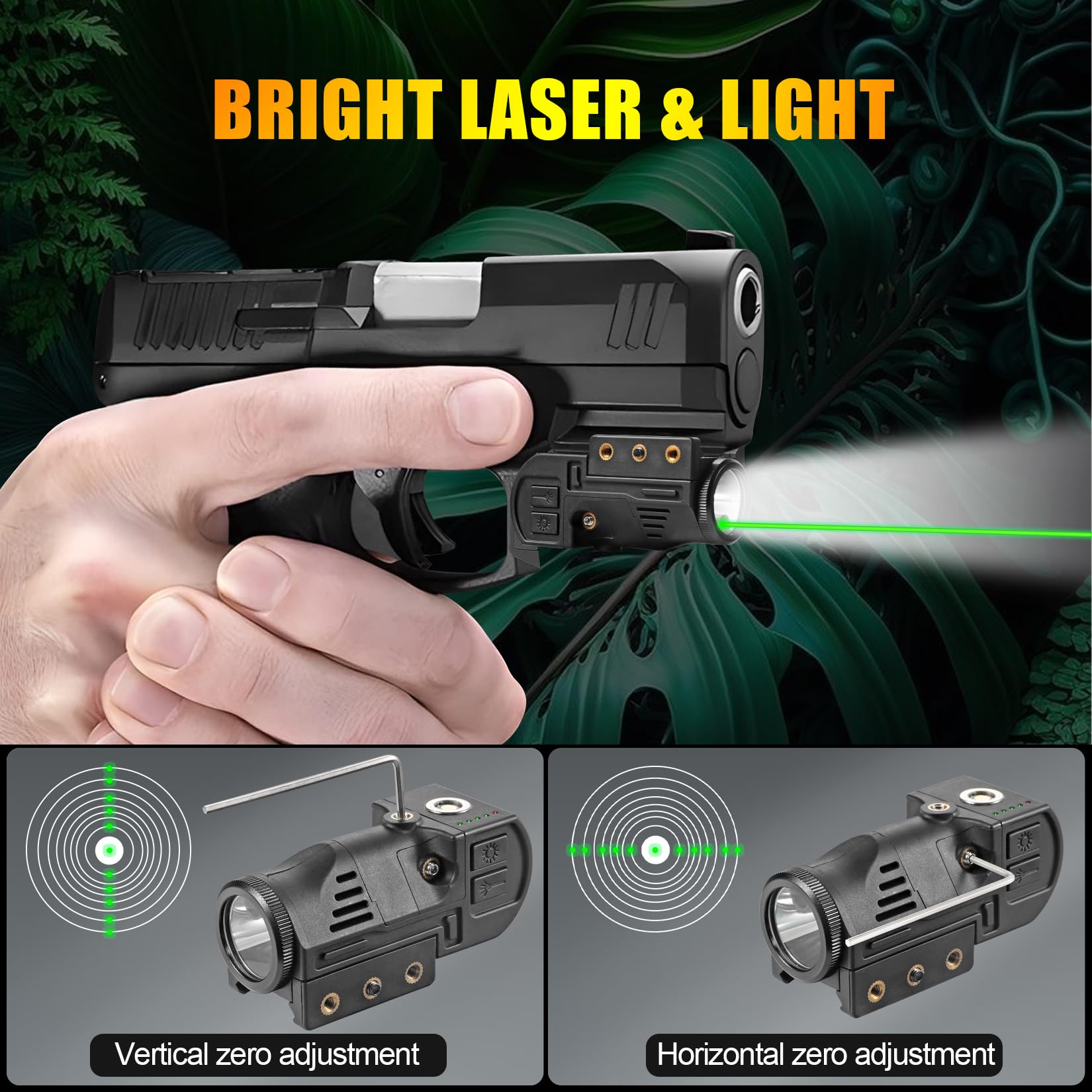 Lasercross CL105 New Magnetic Charging Internal Green Laser Sight & Picatinny Flashlight Laser Combo with Rechargeable Battery Inside,Tactical Gun Light Laser Used for Most of Handguns and Rifles