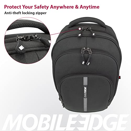 Mobile Edge Commuter Laptop Backpack for Men and Women, 16 Inch Computer Bag for Travel, Work, Commuting, with USB Charging Port, Lightweight, Black