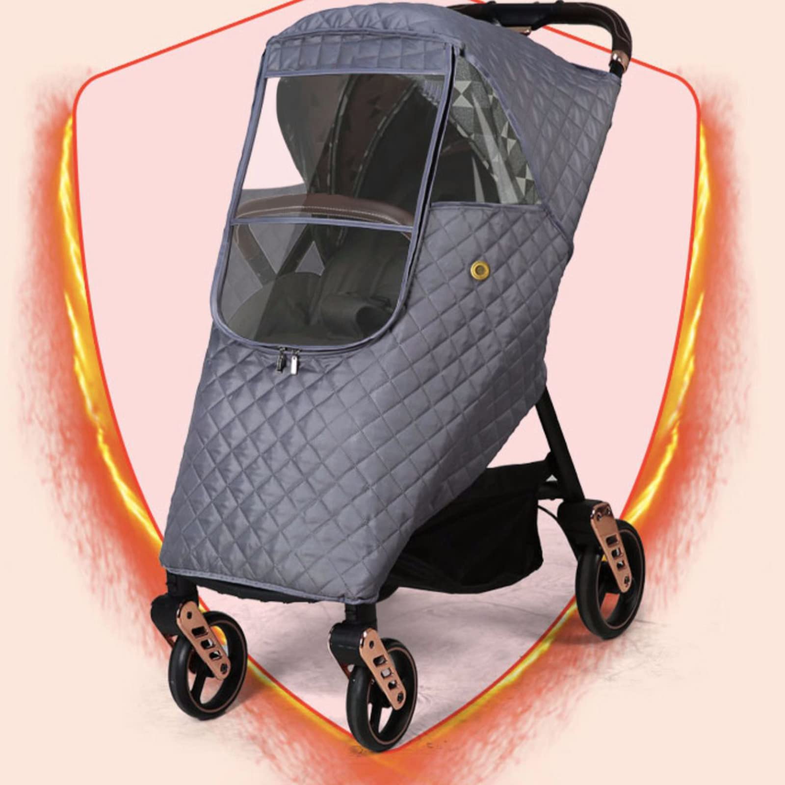 Stroller Rain Cover Universal Warm Quilted Weather Cover Protect from Rain Sun Snow Wind Dust for Baby Stroller Pushchair