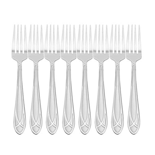 Pfaltzgraff Mirage Frost 45-Piece Stainless Steel Flatware Set with Serving Utensil Set and Metal Storage Caddy, Service for 8