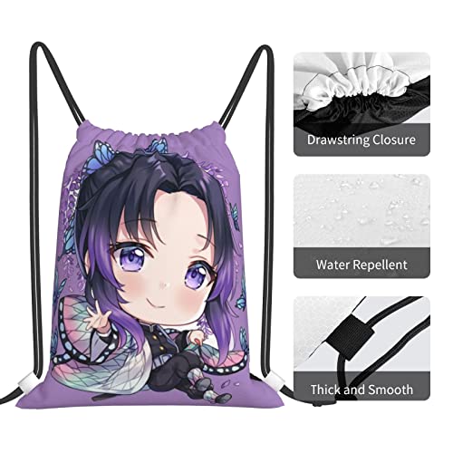 PEVNMXA Anime Purple Drawstring Backpack Bag for Women Beach String Cinch Sack fit Shopping Sports Yoga Swimming Camping