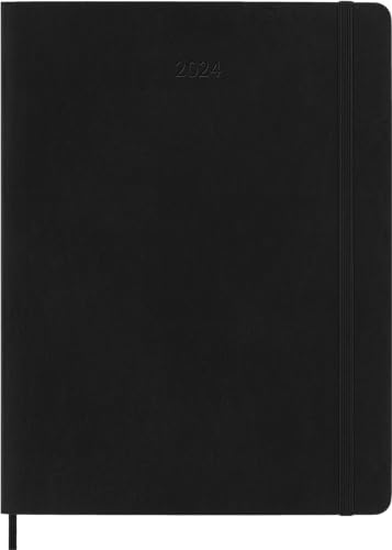 Moleskine DSB12MN4Y24 Notebook, Beginning January 2024, 12 Months, Months, Diary Softcover, XL Size (W x H x H): 7.5 x 9.8 inches (19 x 25 cm), Black