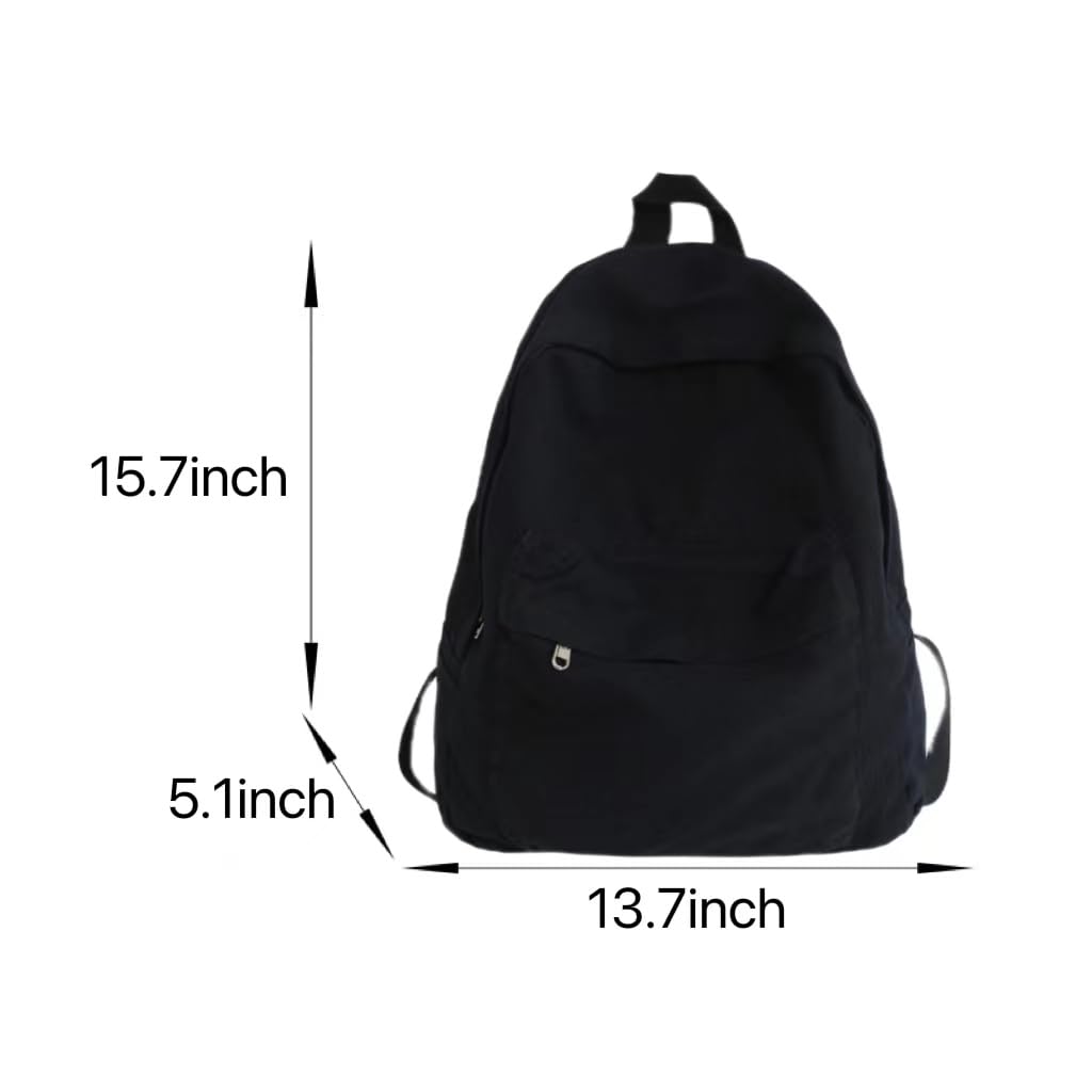 MININAI Vintage Aesthetic Canvas Backpack Preppy Backpack Japanese Harajuku Bag Fit 15.6” Laptop Travel Rucksack (Brown,One Size)