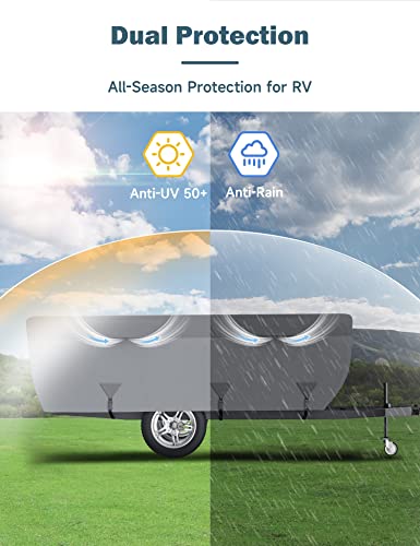 Tent Trailer Cover Umbrauto 2023 Upgraded 7 Layers Top Pop Up Camper Covers Waterproof Extra Thick Polypropylene Breathable Ripstop Anti-UV Pop Up Folding Trailer Cover Fits 10' - 12' Trailers