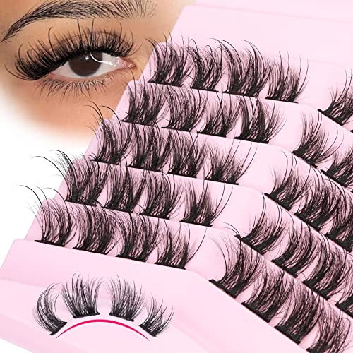 Mink Lashes Cluster Natural Fairy Strip False Eyelashes Wispy D Curl Lashes That look like Extensions Fluffy Cat Eye Fake Eye Lashes Pack by EYDEVRO, 40 Clusters, 12-15mm