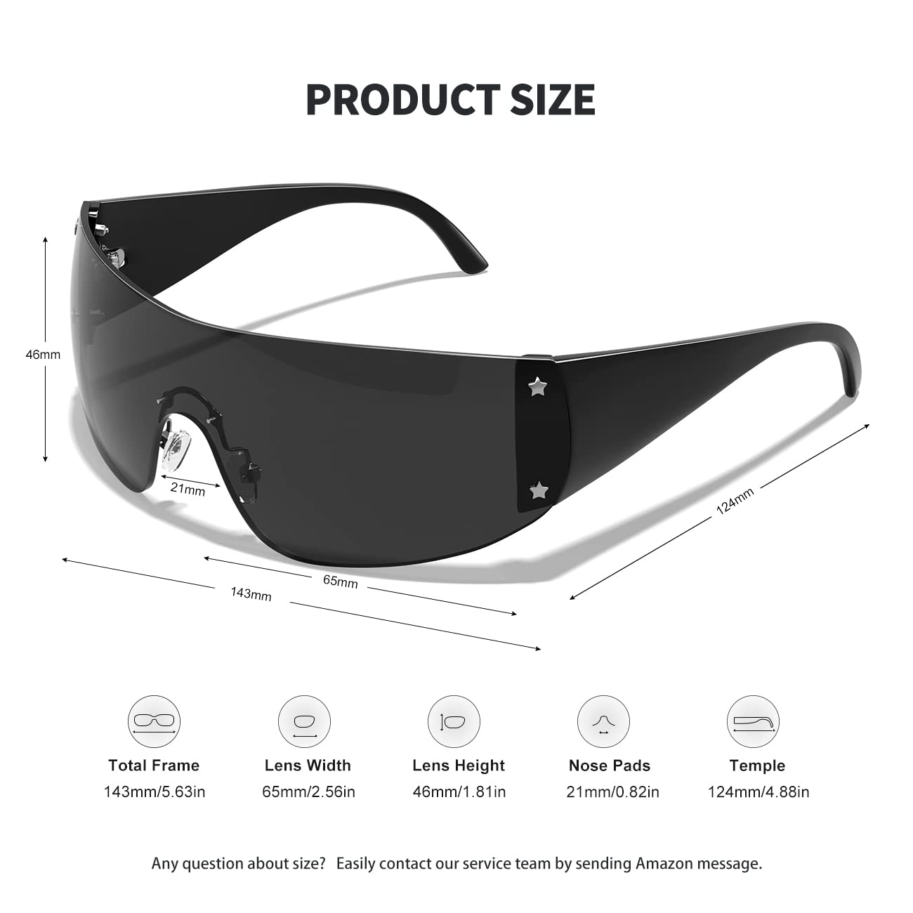 Rimless Y2K Sunglasses for Women Men 2000s Wrap Around Sunglasses Trendy Oversized Shield Sun Glasses UV400 Protection