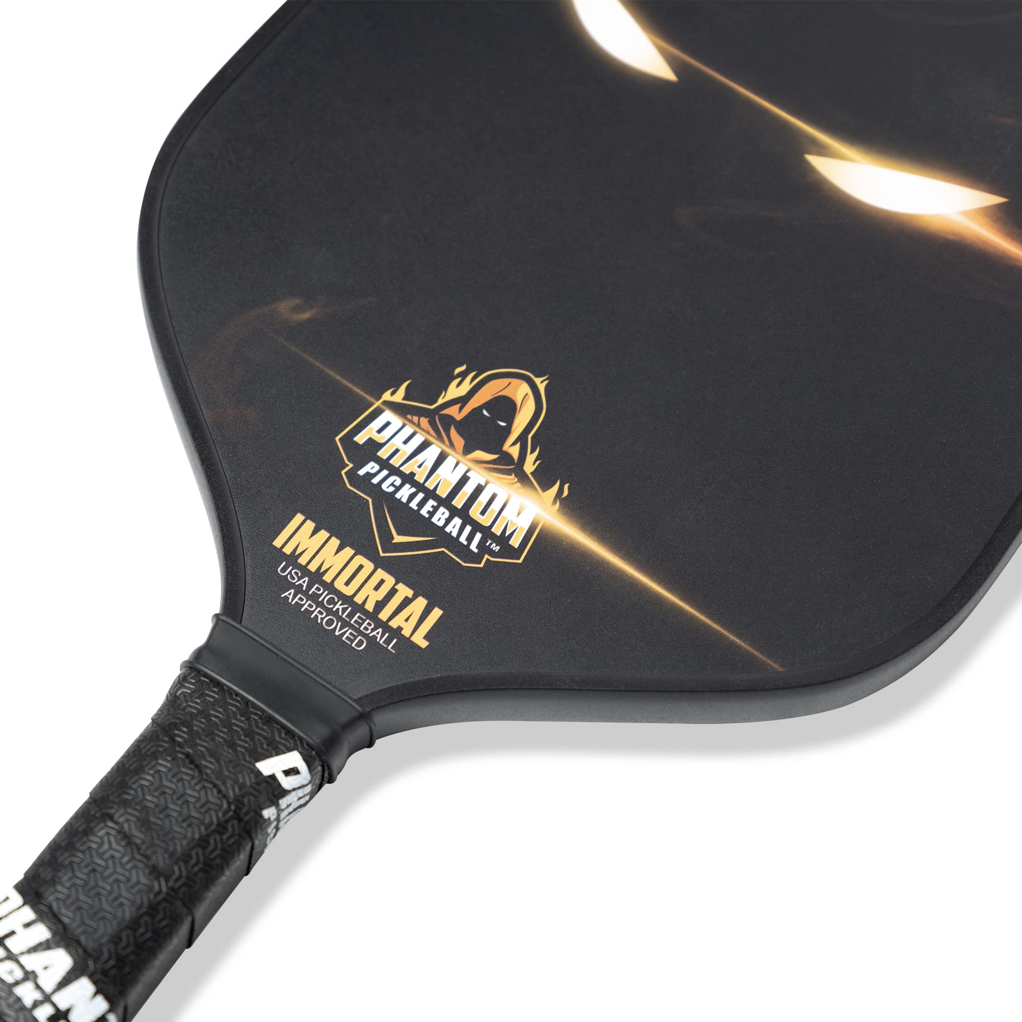 Phantom Immortal Carbon Fiber Wide Body Pickleball Paddles - Max Grit and Spin - USAPA Approved β Pickleball Rackets - Pickle-Ball Equipment with Polypropylene Core β Lightweight (Gold)