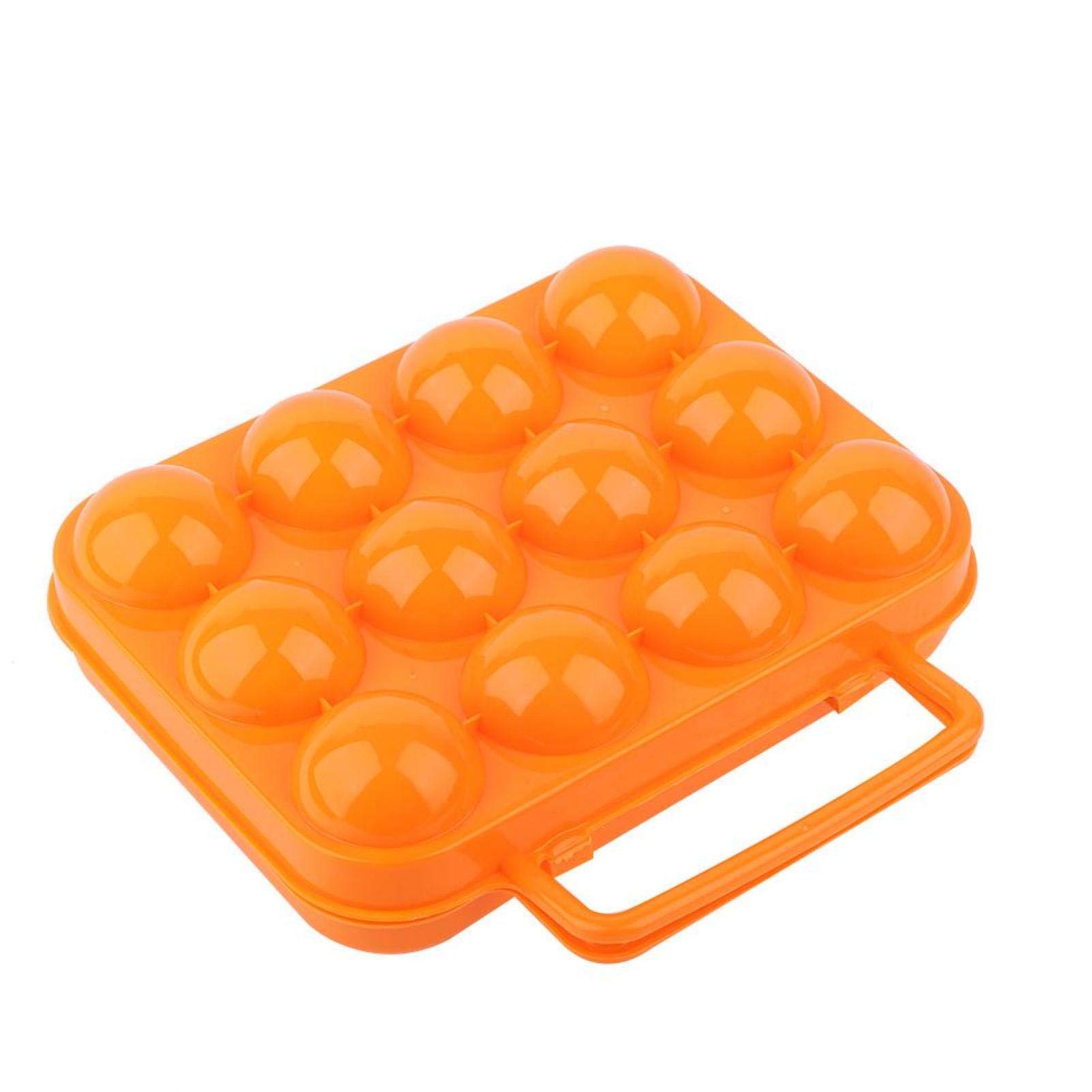 Plastic Egg Storage Box With Buckle Double Side Plastic Egg Tray Storage Box for Refrigerator and Cabinet Eggs Container with Handle and Lid for Protecting 12 Eggs 7.96.72.8Inch(Orange)