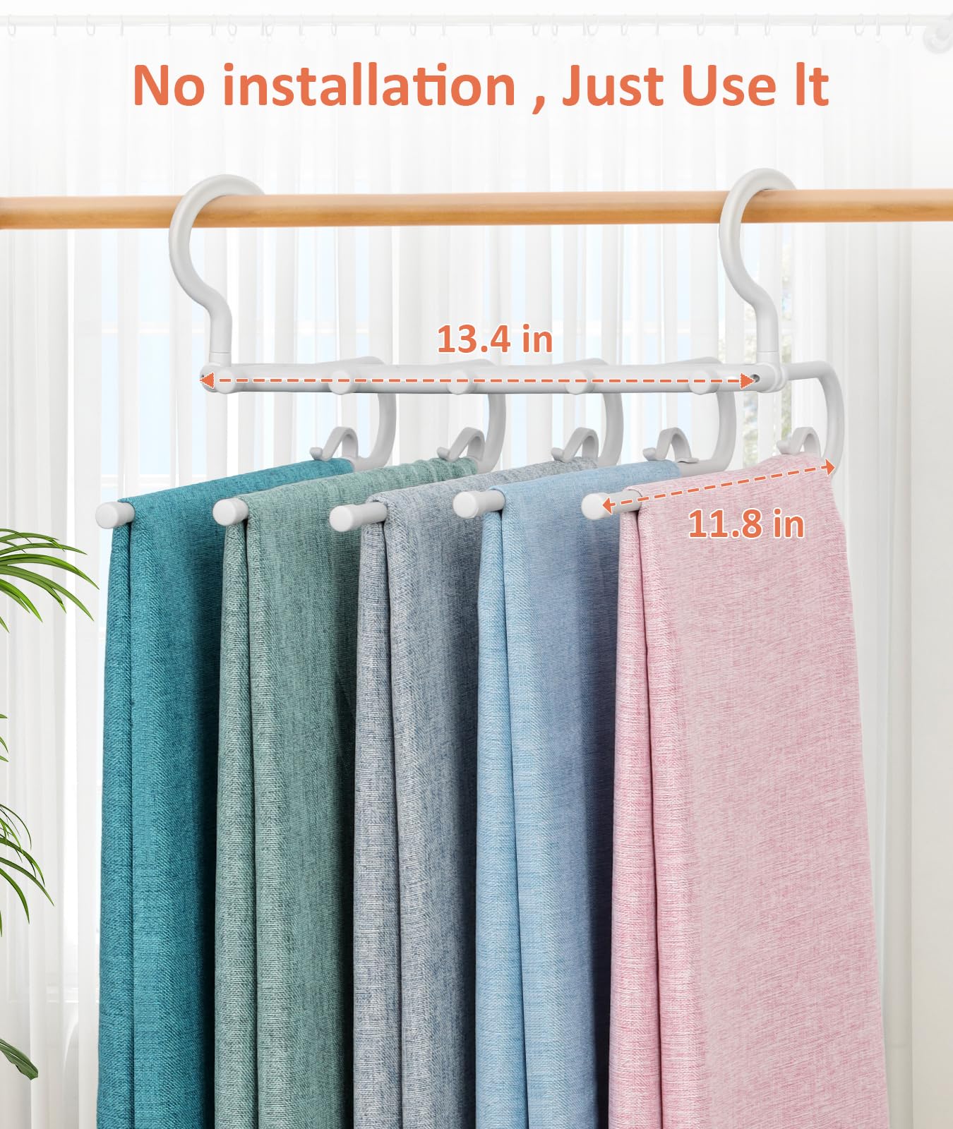 Upgraded 3 Pack Pants Hangers Space Saving, Non Slip Pants Organizer for Closet, 5 Tier Jean Hangers, Multi Hangers Space Saving Closet Organizers for Trousers Scarves