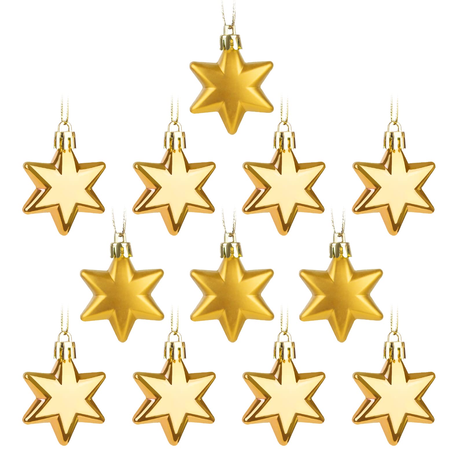 Liitrton 48 Pack Decorations Baubles with Star-Shaped Christmas Hanging Ornaments Shatterproof Craft for Holiday Party (Glod)