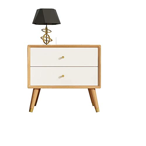 ZHAOLEI Solid Wood Bedside Storage Cabinet, Simple and Double Drawer Design Bedside Table