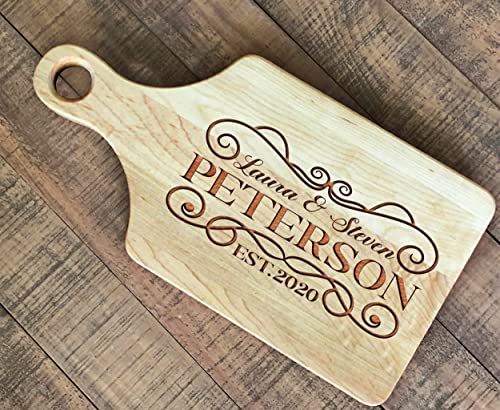 Personalized Mr and Mrs Cutting Board Wedding Gift for Couple Custom Engraved Cutting Board