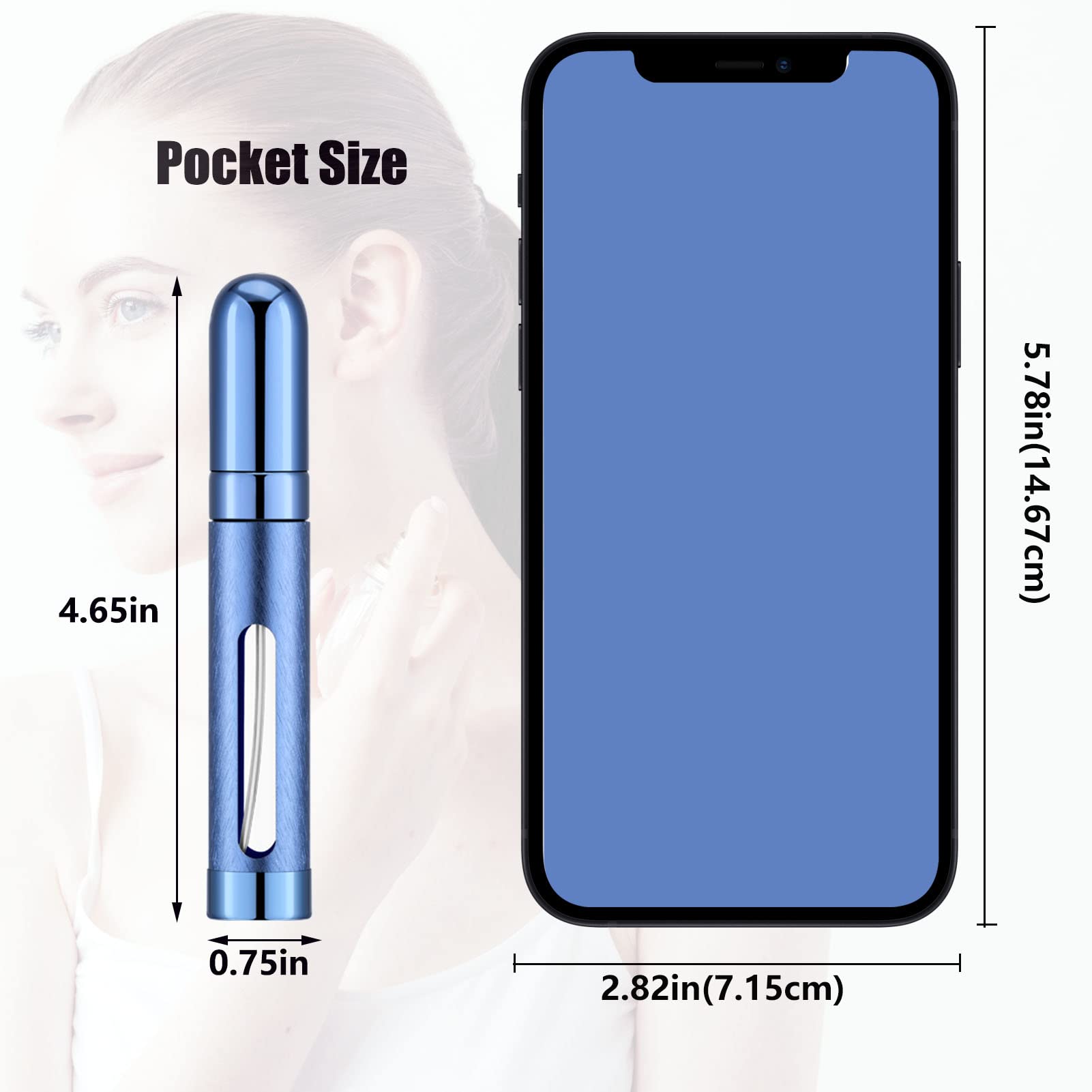 Lil Ray 12ml Portable Mini Perfume Atomizer(6 PCS),Refilable Small Spray Bottle for Travel, Empty Pocket Cologne Sprayer, Glass inner and Aluminum Housing(0.4Oz,Pack of 6 with different colors)
