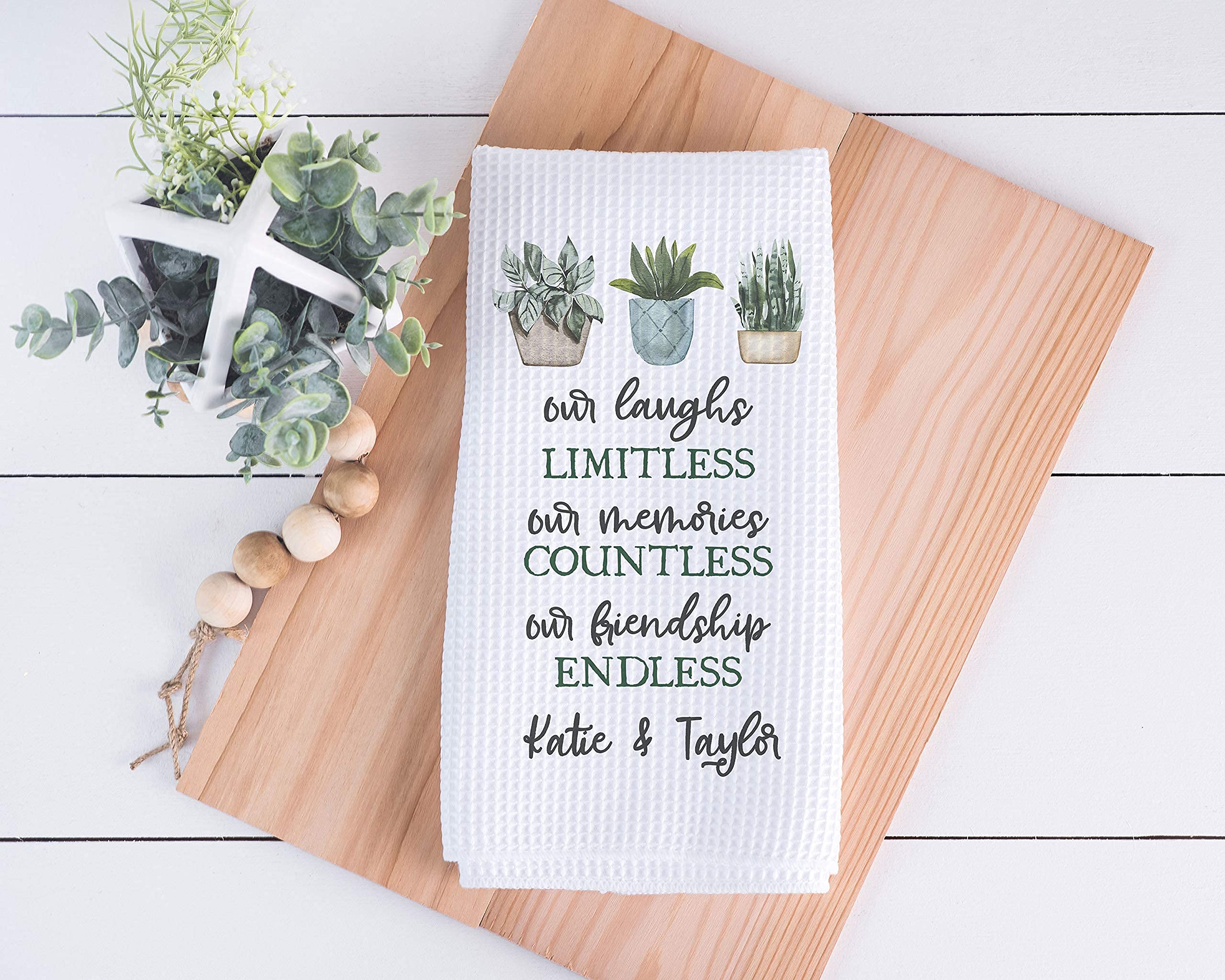 Personalized Our Endless Friendship Kitchen Towel | Custom Waffle Weave Dish Towel | Personalized Kitchen Towel | Housewarming Gift | Friend Gift | Personalized Dish Towel | Best Friend Gift