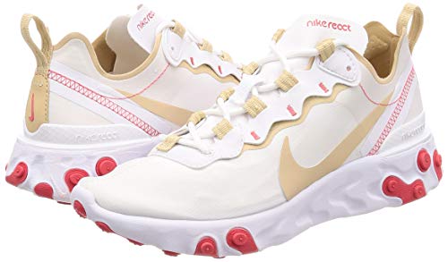 Nike Women's React Element 55 Running Shoes (7, Desert Ore/White)