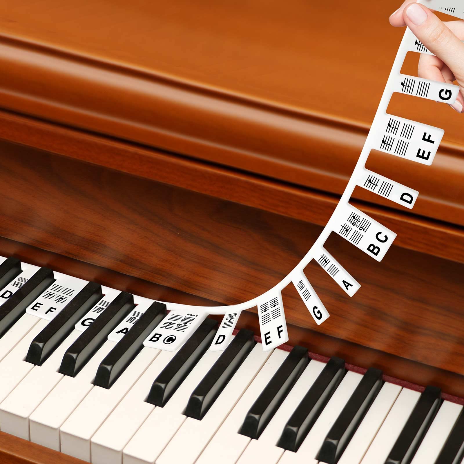 Piano Notes Guide for Beginner, 88-Key Full Size, Removable Piano Keyboard Note Labels to Learning, Made of Silicone, No Need Stickers, Reusable Instantly(Classic Black)