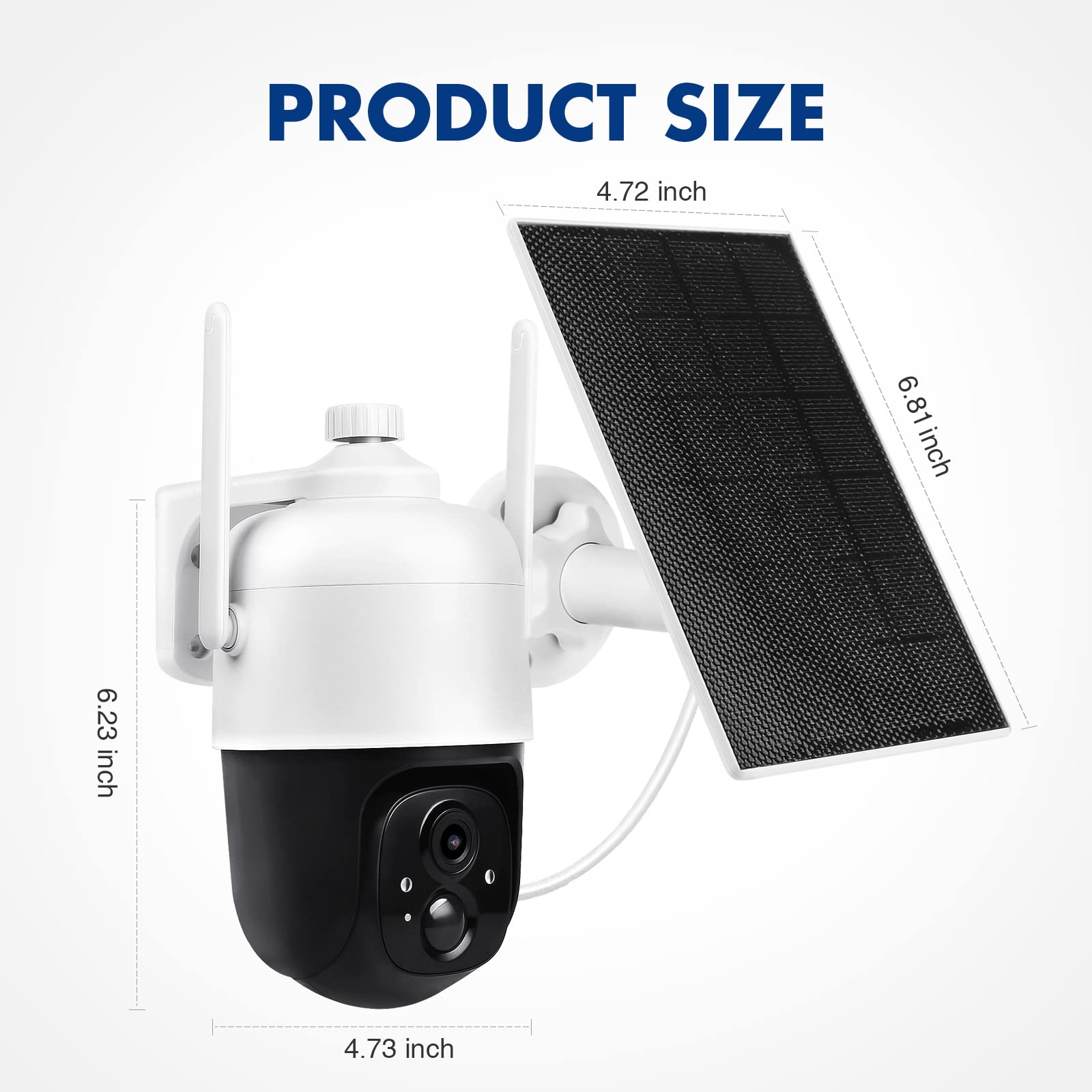 Solar Security Cameras Wierless Outdoor, Battery Powered Wireless Security Camera, 360° PTZ Camera with 2K Color Night Vision, AI Dectection, 2-Way Talk, Waterproof, 2.4GHz for Home Security
