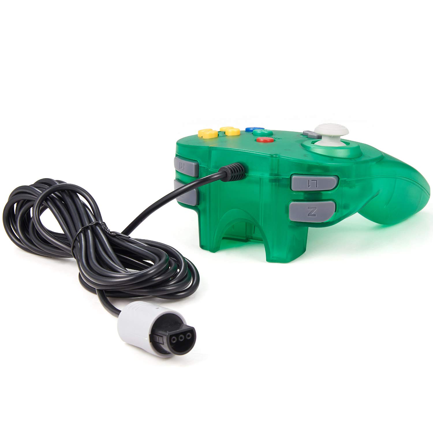 KIWITATA 2 Pack N64 Remote Controller, kiwitatá Retro N64 Wired 64-bit Mini Gamepad Upgraded Joystick Replacement for N64 Console (Clear Green)