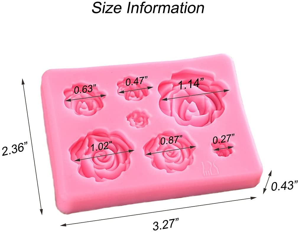 Owfvlazi Silicone Rose Flowers Chocolate Molds Set Non-Stick BPA Free Baking Candy Silicone Jelly Pudding Candy Molds Bakeware Set Ice Cube Tray Chocolate Candy Moulds Kit for Weeding Party Decoration