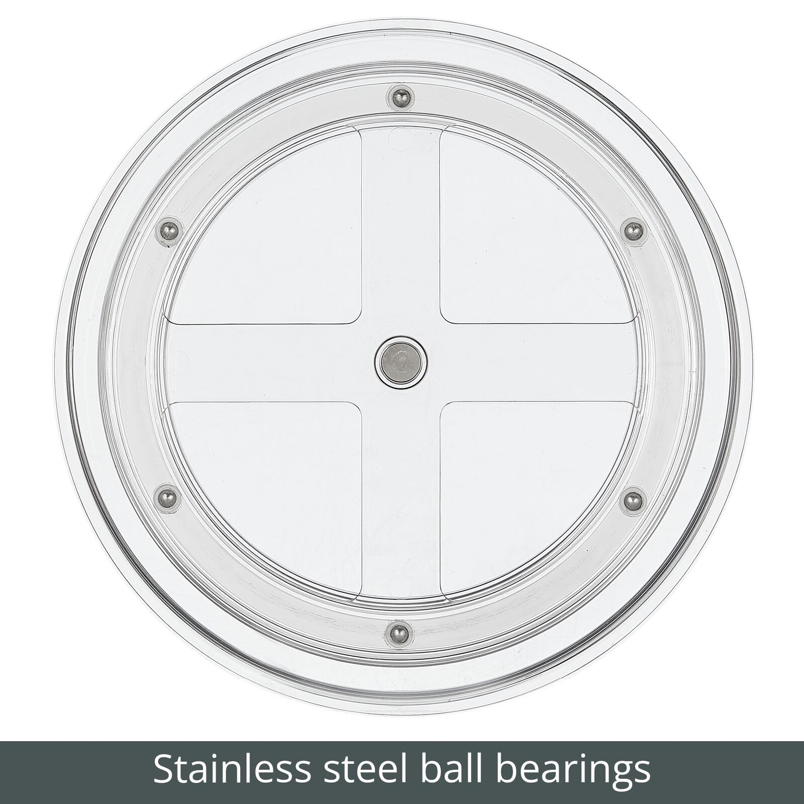 mDesign 9" Plastic Lazy Susan Spinner for Kitchen Cabinet, Cupboard, Fridge, or Drawer Organizing - Rotating Circle Spice Organizer Turntable for Food, Condiment, Medicine - Lumiere Collection - Clear