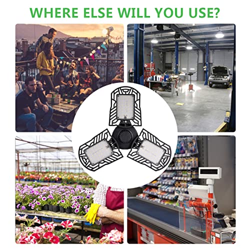 URBERY Bright Led Garage Light, Garage Lights Ceiling Led, Three Glow Light for Garage, Workshop 4 Pack