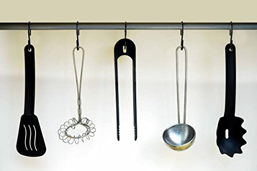 Yikla S Hooks for Hanging Plants, Clothes, Black S Shaped Hooks Made of Metal Iron, Heavy Duty S-Hooks, 30 Pack